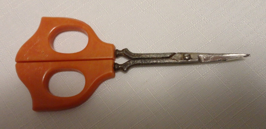 Vintage Orange Bakelite Lucite & Metal Scissors - Etsy