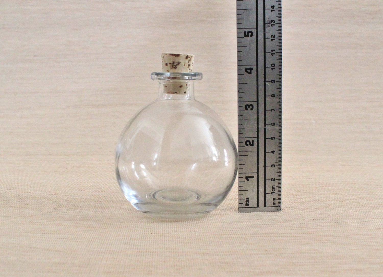 Round Crystal Clear Glass Potion Bottle With Cork Perfect Larping ...