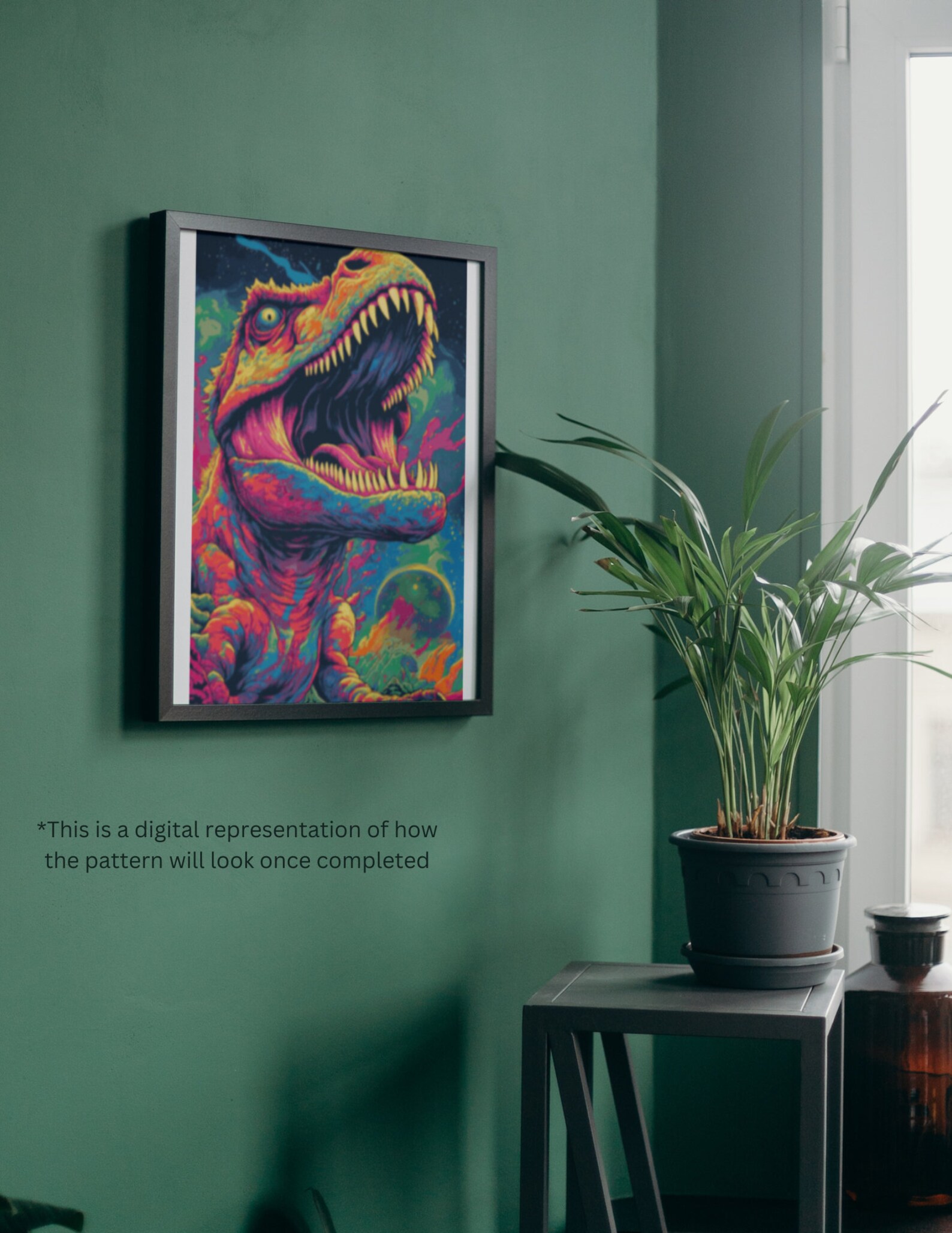 Modern Cross Stitch psychedelic T-rex Dinosaur PDF Easy Full Coverage ...