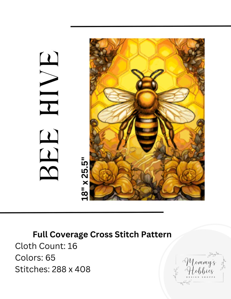 Insect Cross Stitch Pattern bee Hive PDF Easy Full Coverage Counted Cross Stitch Pattern Keeper ...