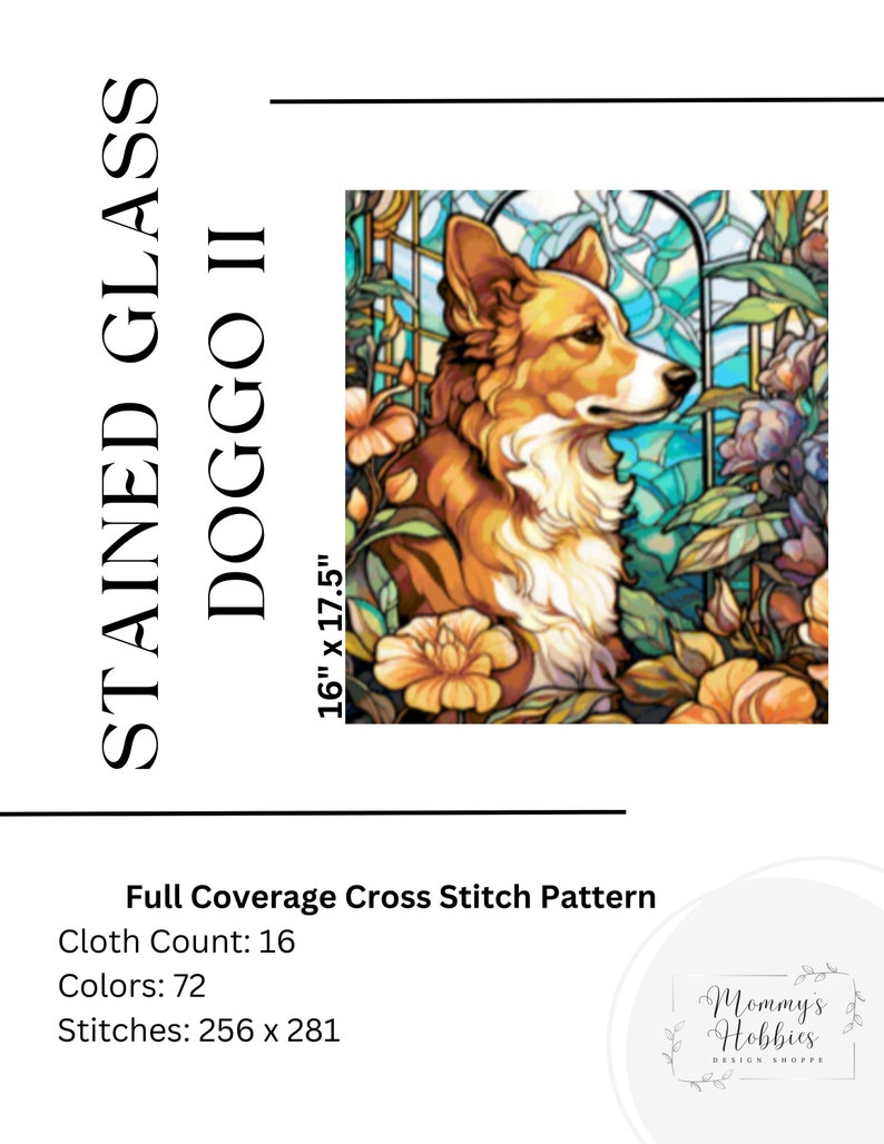 Cross Stitch Pattern "stained Glass Doggo Ii" PDF | Easy Full Coverage ...