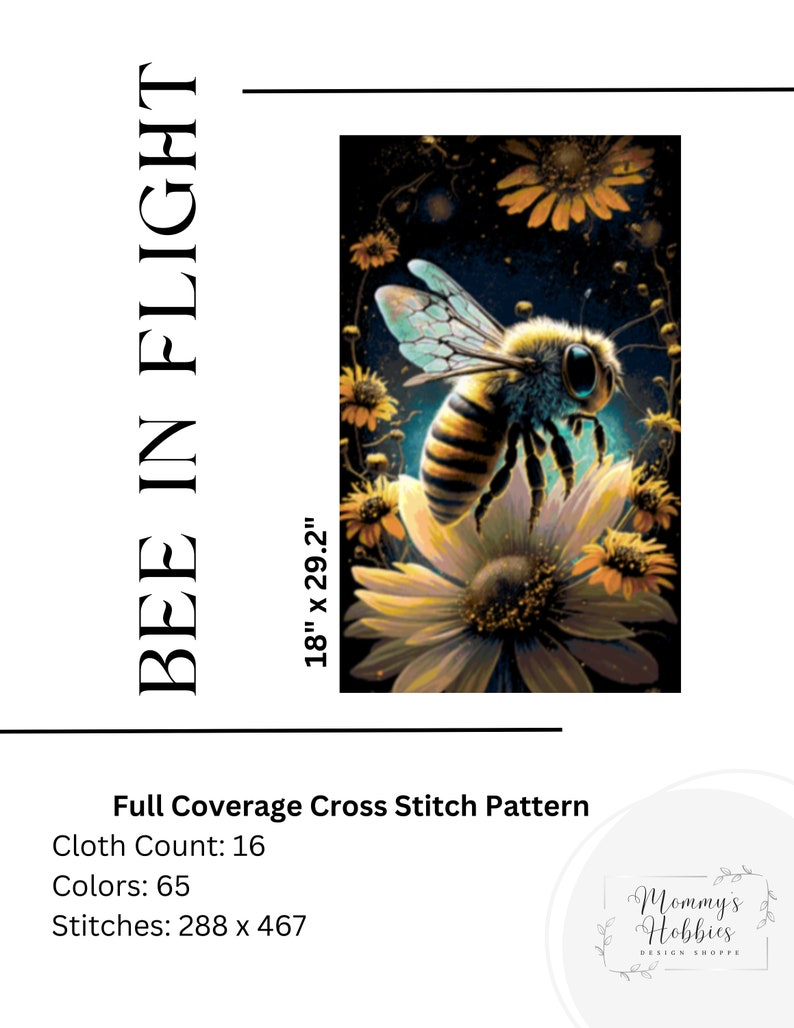 Patrón de punto de cruz "Abeja en vuelo" (PDF) / Punto de cruz contado ...