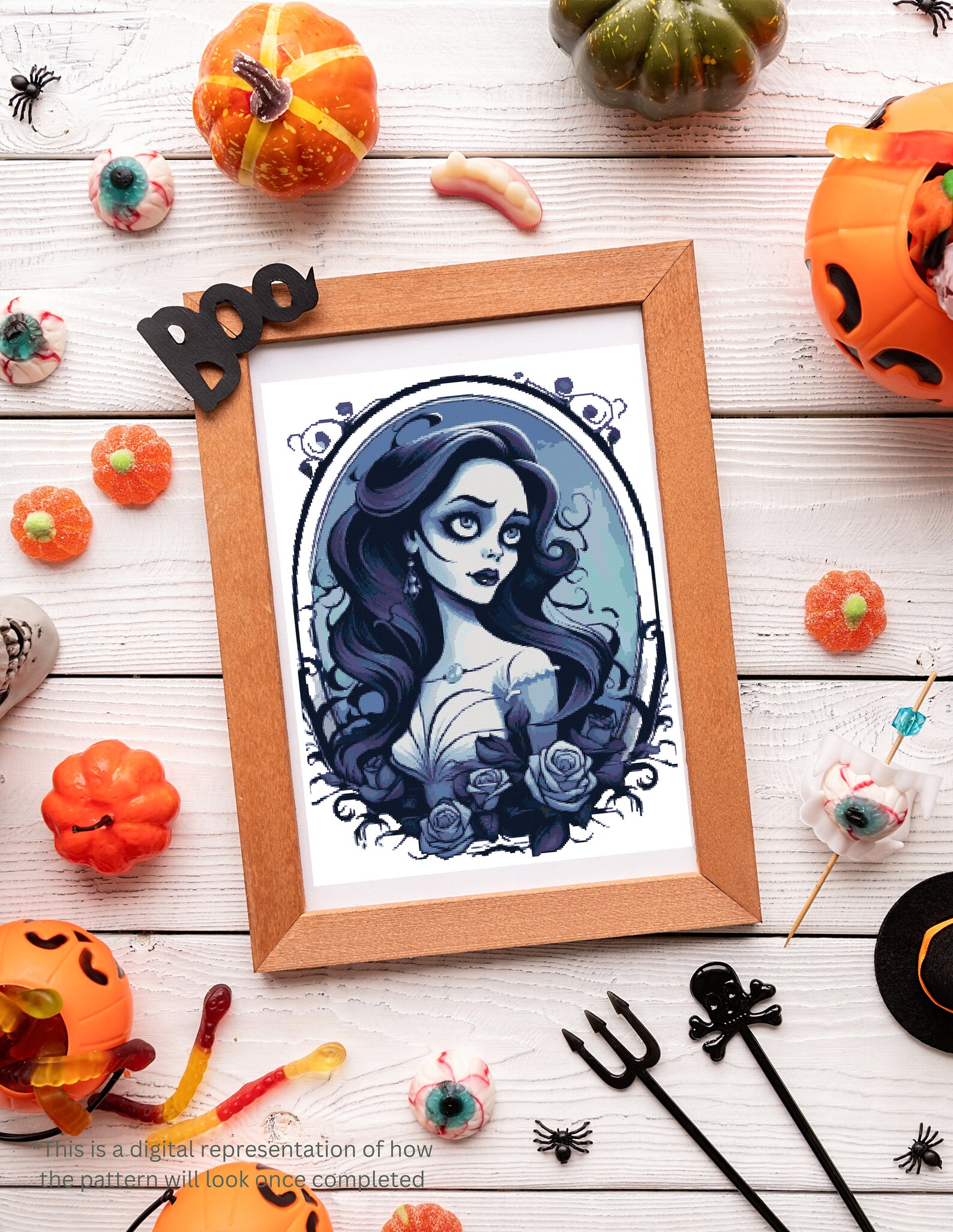 Halloween Cross Stitch corpse Bride PDF Easy Full Coverage Counted ...