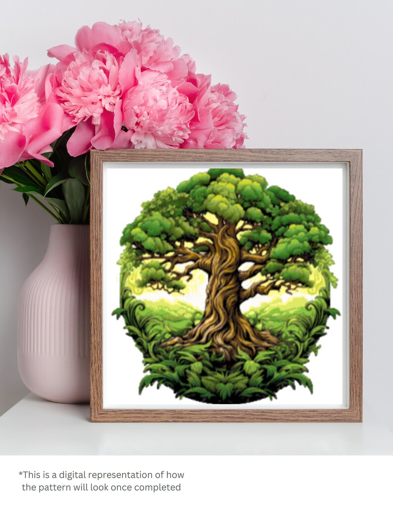Modern Cross Stitch tree of Life PDF Easy Full - Etsy