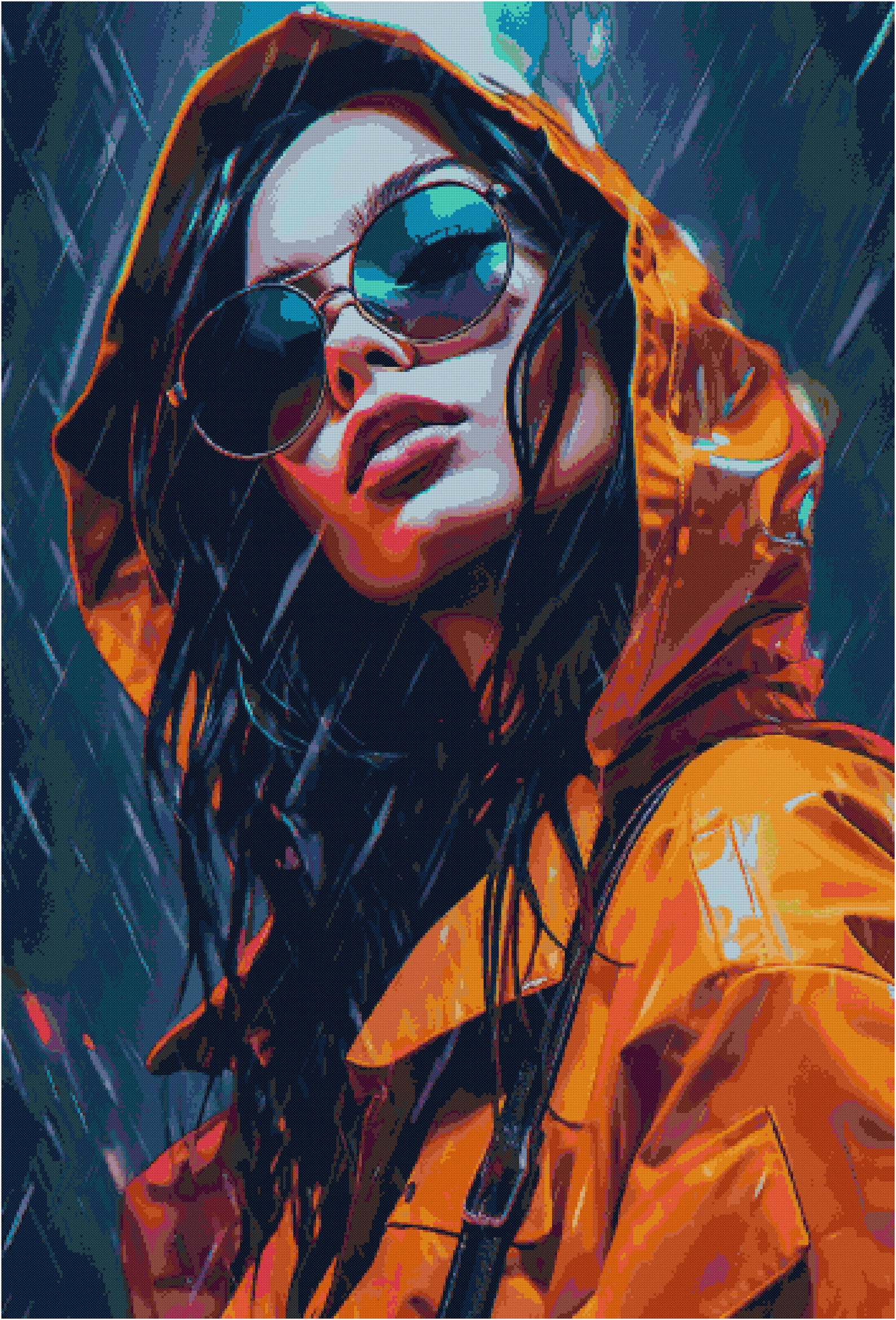 Modern Cross Stitch raindrops PDF Easy Full Coverage Counted Cross Stitch Pattern Keeper - Etsy