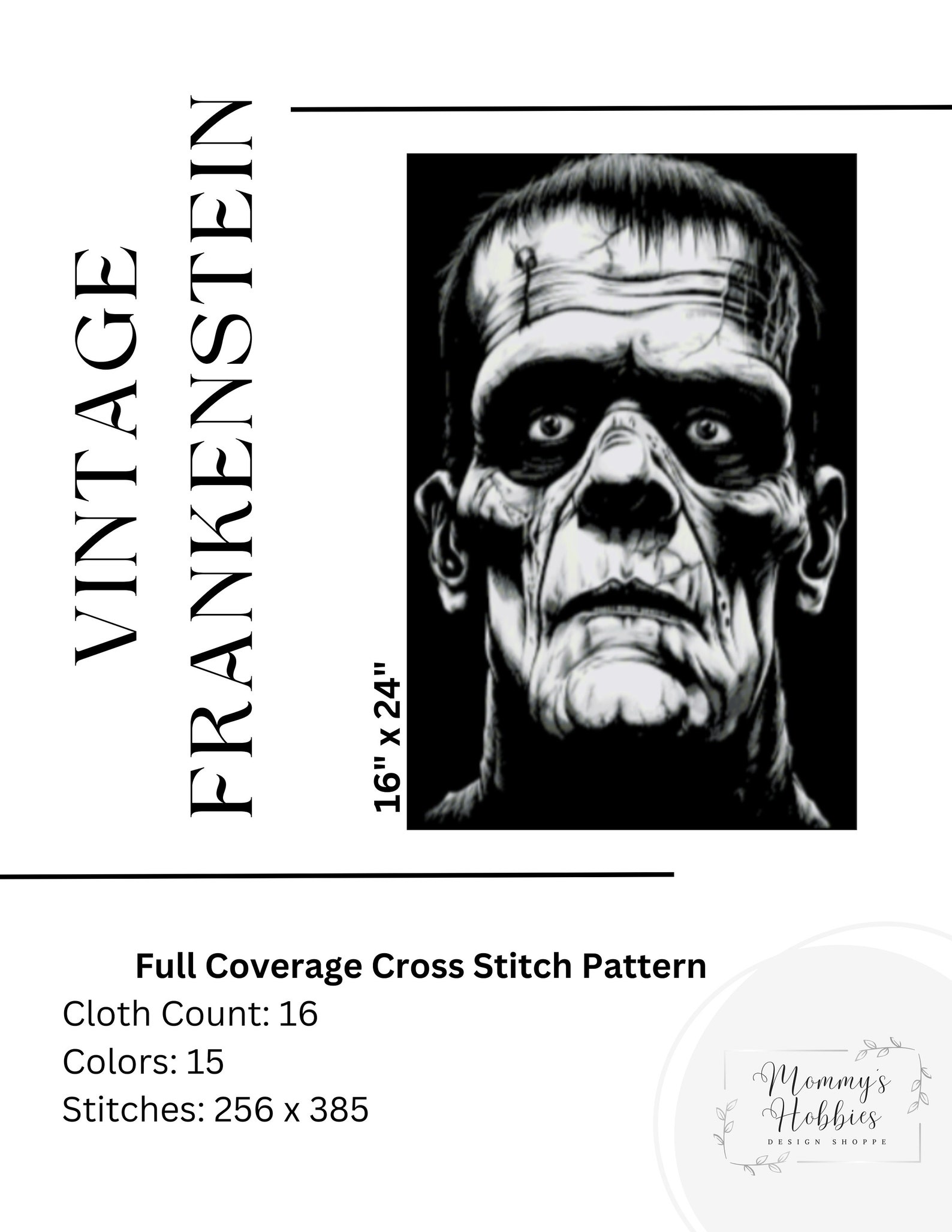 Halloween Cross Stitch vintage Frankenstein PDF Easy Full Coverage ...