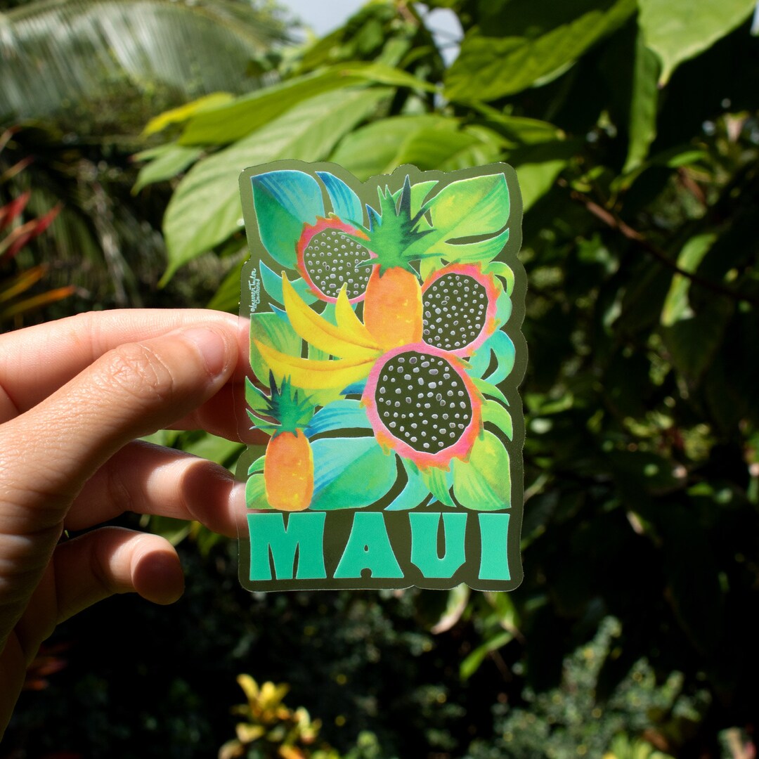 Maui Fruit Sticker Small Clear, Maui Stickers, Pineapple Stickers, Maui ...