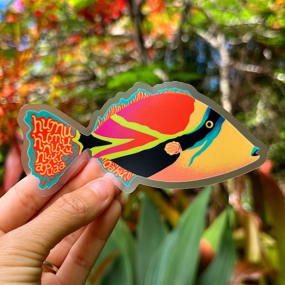 Oahu Humu Humu Clear Sticker Medium Hawaiian Fish Sticker - Etsy