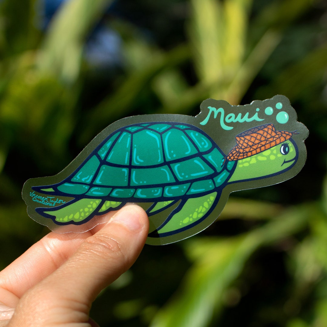 Maui Sea Turtle Clear Sticker Large, Maui Turtles, Sea Turtle Sticker ...