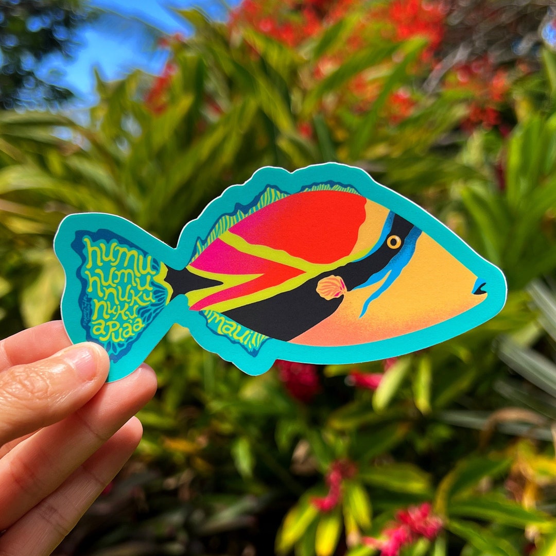 Maui Humu Humu Teal Sticker Medium Hawaiian Fish Sticker - Etsy