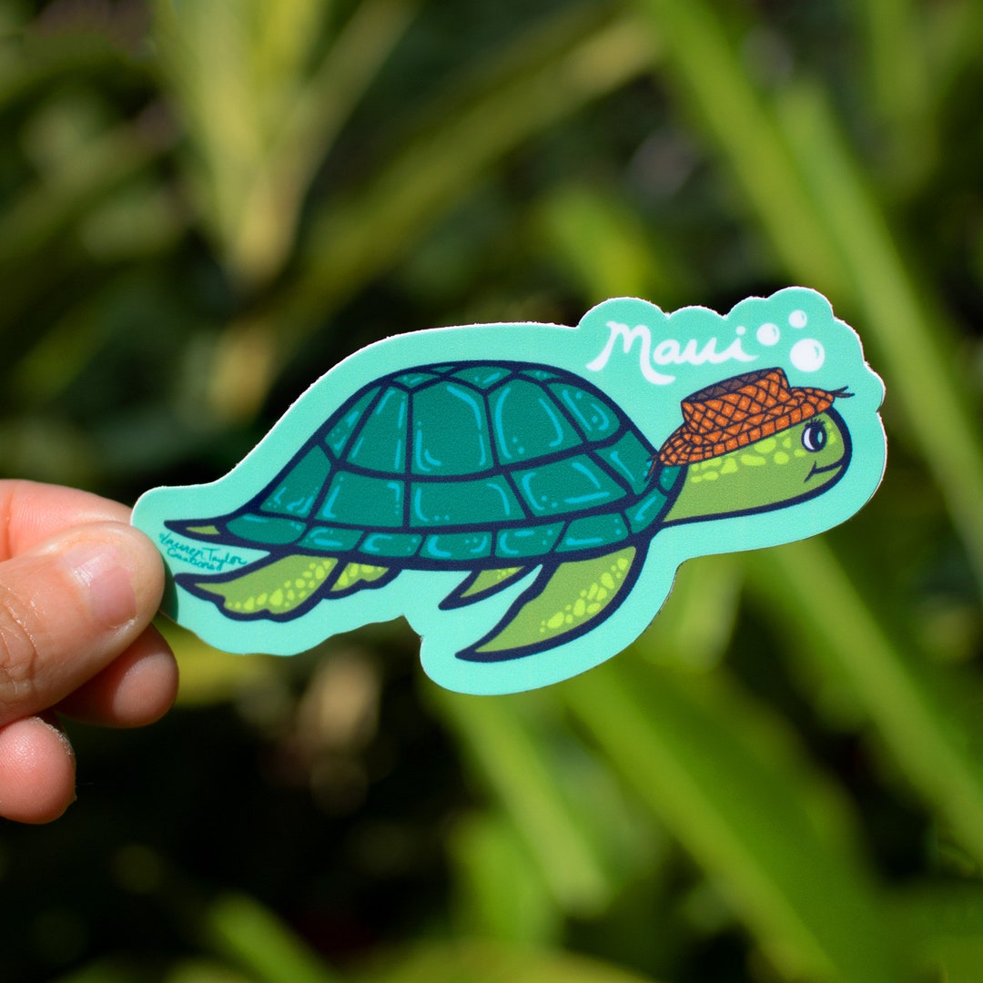 Maui Sea Turtle Sticker Small, Maui Turtles, Sea Turtles, Honu, Turtle ...