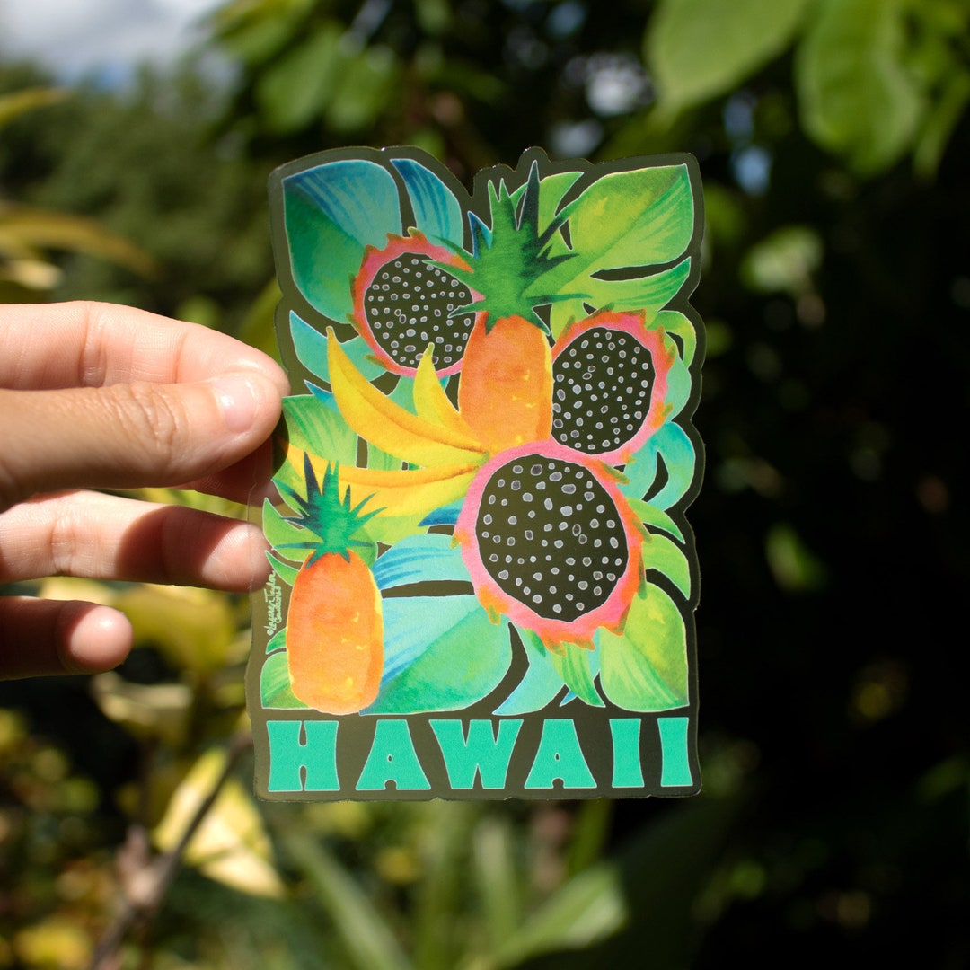 Hawaii Fruit Clear Sticker Medium, Flower Stickers, Hawaii Stickers ...