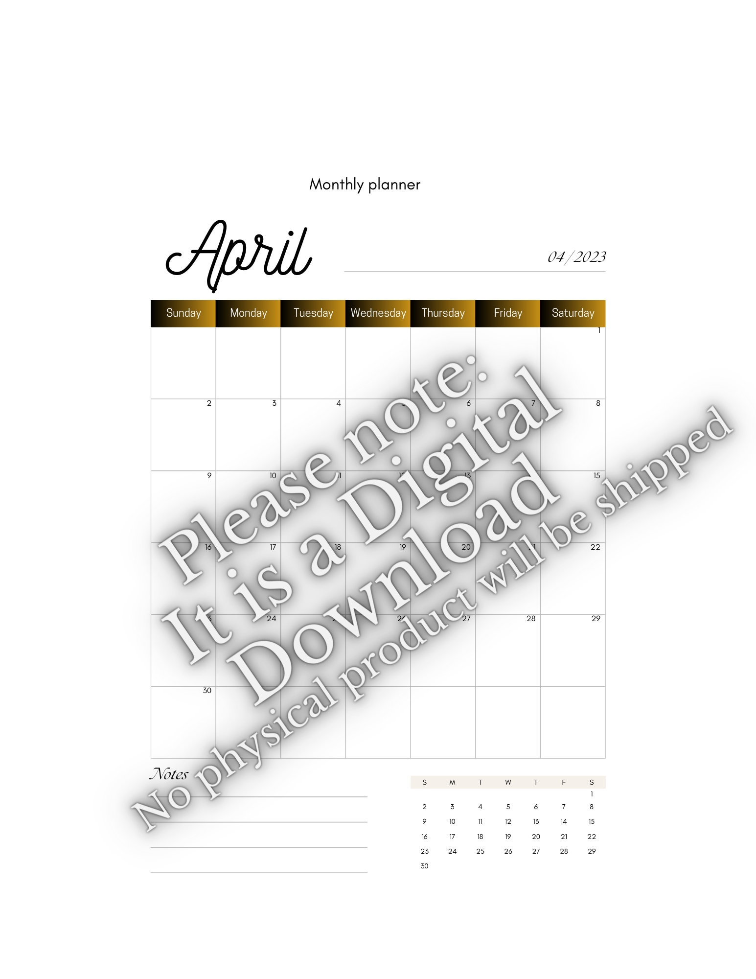April 2023 Calendar, Printable, Minimalist Simple Calendar, 11 X 8.5 ...