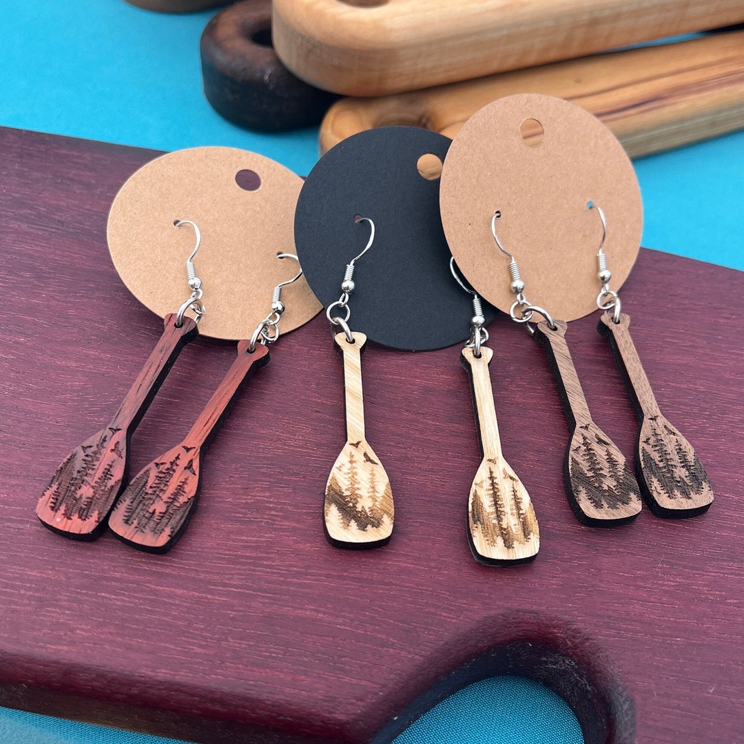 Laser Cut Paddle Wooden Earrings - Etsy