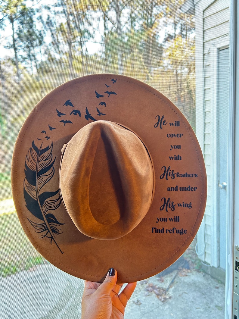 Faith Engraved Fedora - Psalm 91 Feather & Birds Laser Design - Etsy