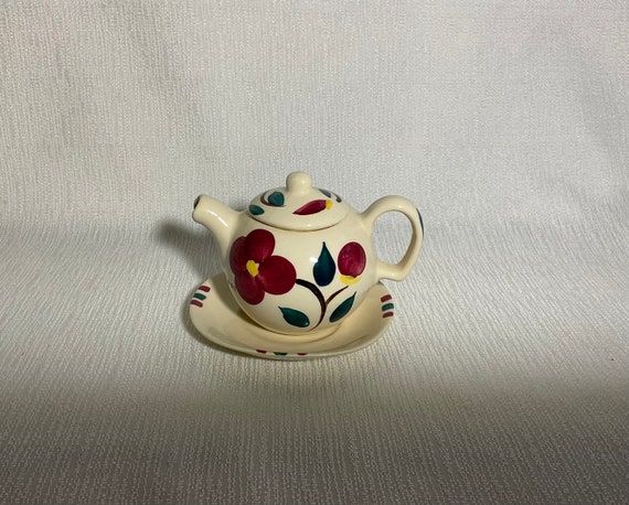 Yelloware Mountain Rose Mini Teapot by Purinton Pottery USA - Etsy