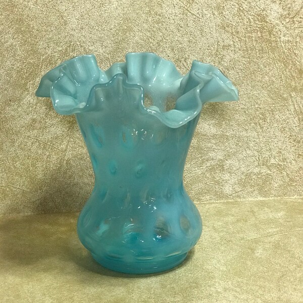 Fenton Blue Coin Dot Vase - Etsy