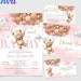 Teddy Bear Baby Shower Invitation Set, Editable in Canva, Pink Brown ...