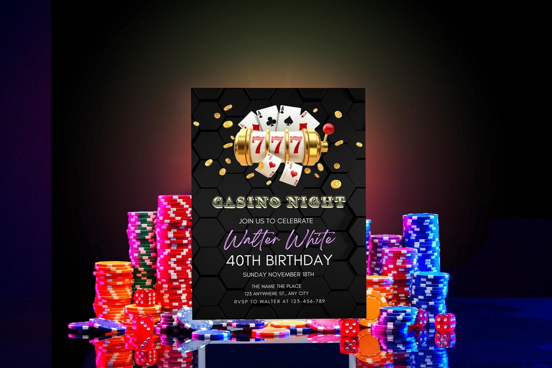 Editable Casino Gambling Birthday Party Invitation, Adult Ace Plying ...