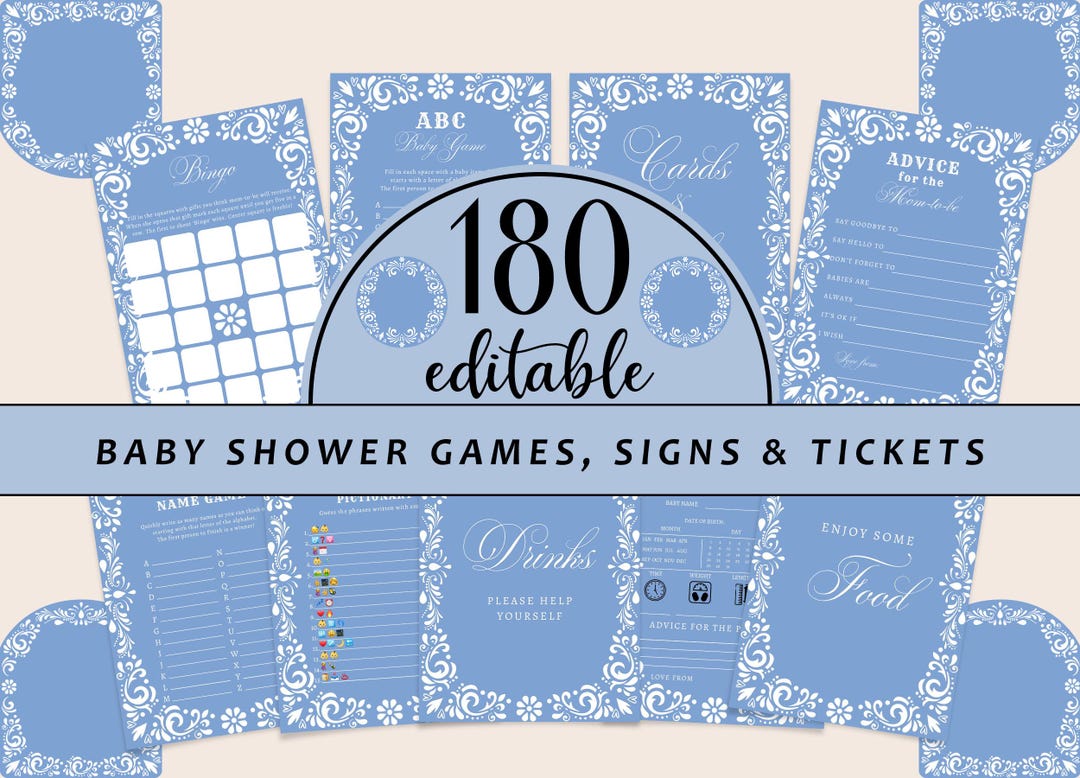 Digital Mexican Talavera Baby Shower Game Bundle, Editable Boy Cielito ...