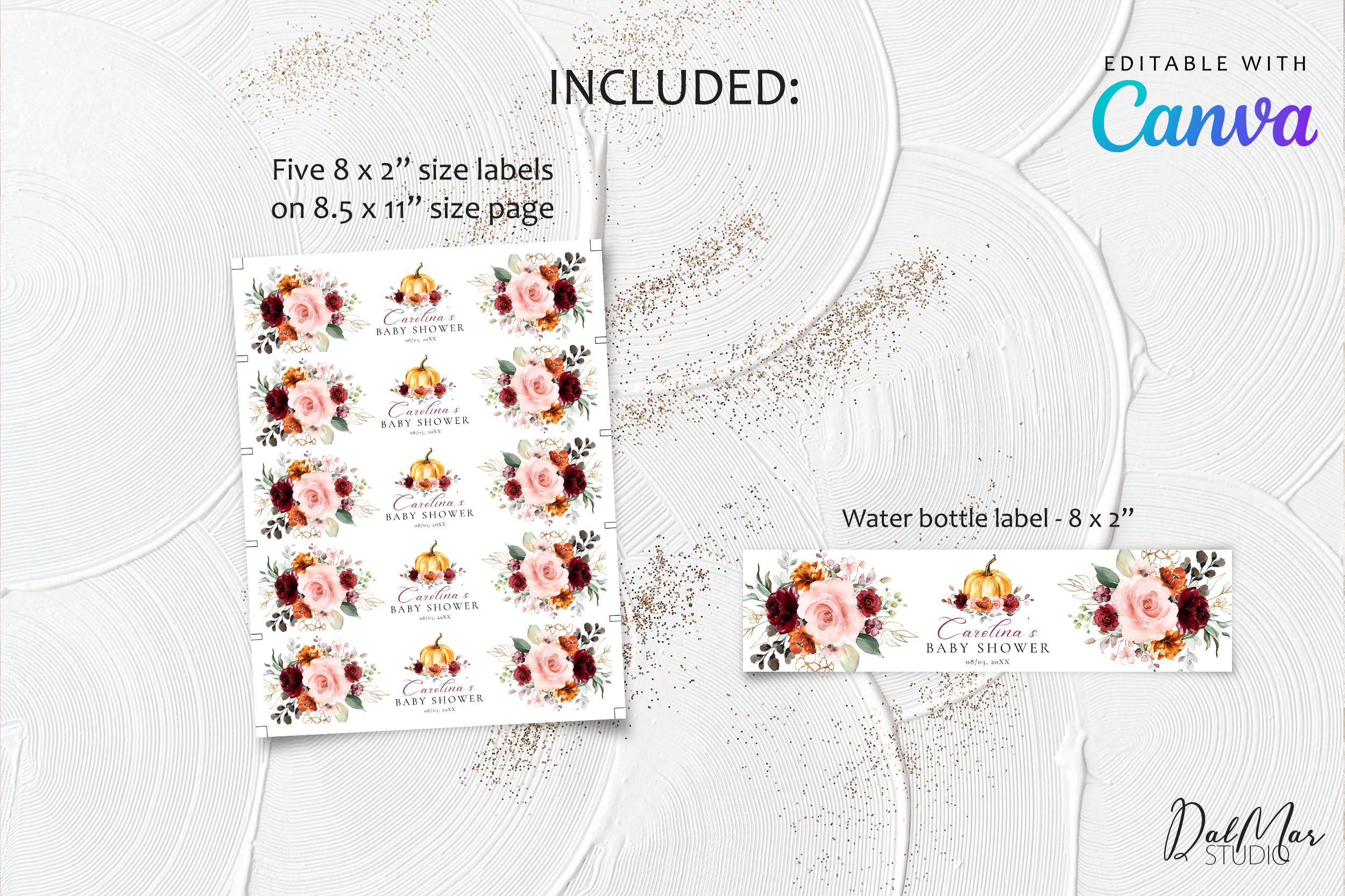 Editable Floral Pumpkin Label Baby Shower, Digital Fall Little Pumpkin ...