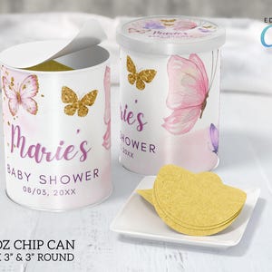 Editable Butterfly Mini Chips Can Label, Pink Purple Butterflies Baby ...