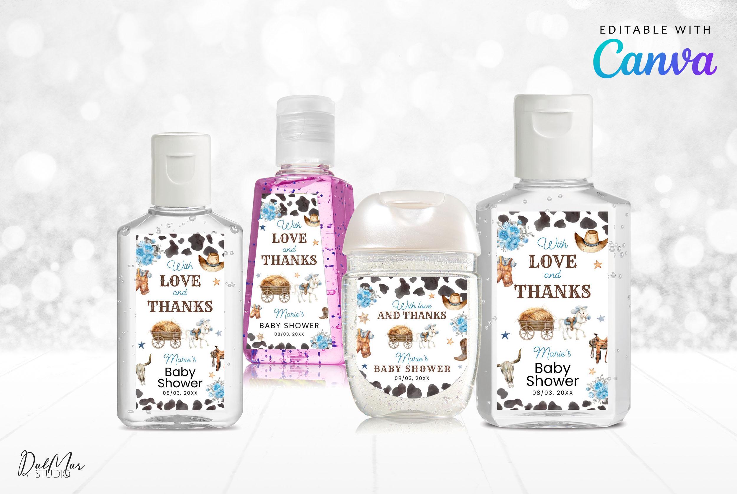 Editable A Little Cowboy is on the Way Baby Shower Sanitizer Labels ...