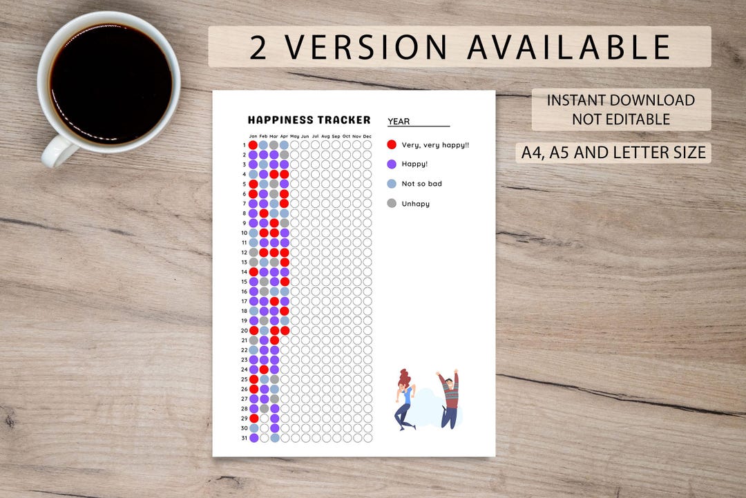 Printable Happiness Tracker, Journal Page (instant Download PDF) JP006 ...