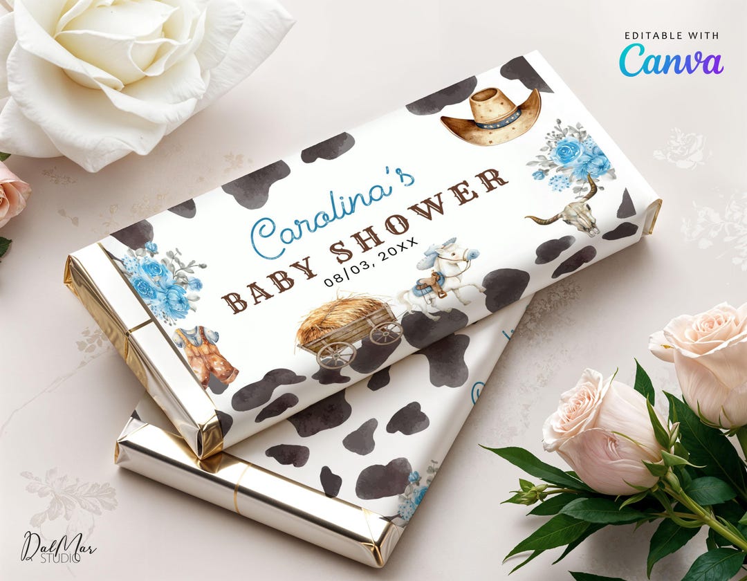 Editable A Little Cowboy is on the Way Chocolate Wrappers | Wild ...