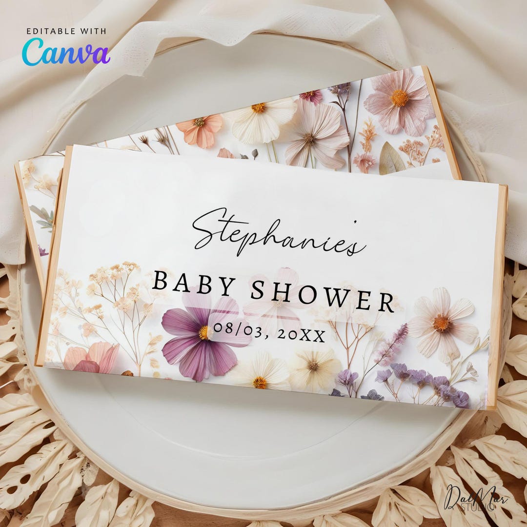 Editable A Little Wildflower Chocolate Wrapper, Colorful Flowers Girl ...