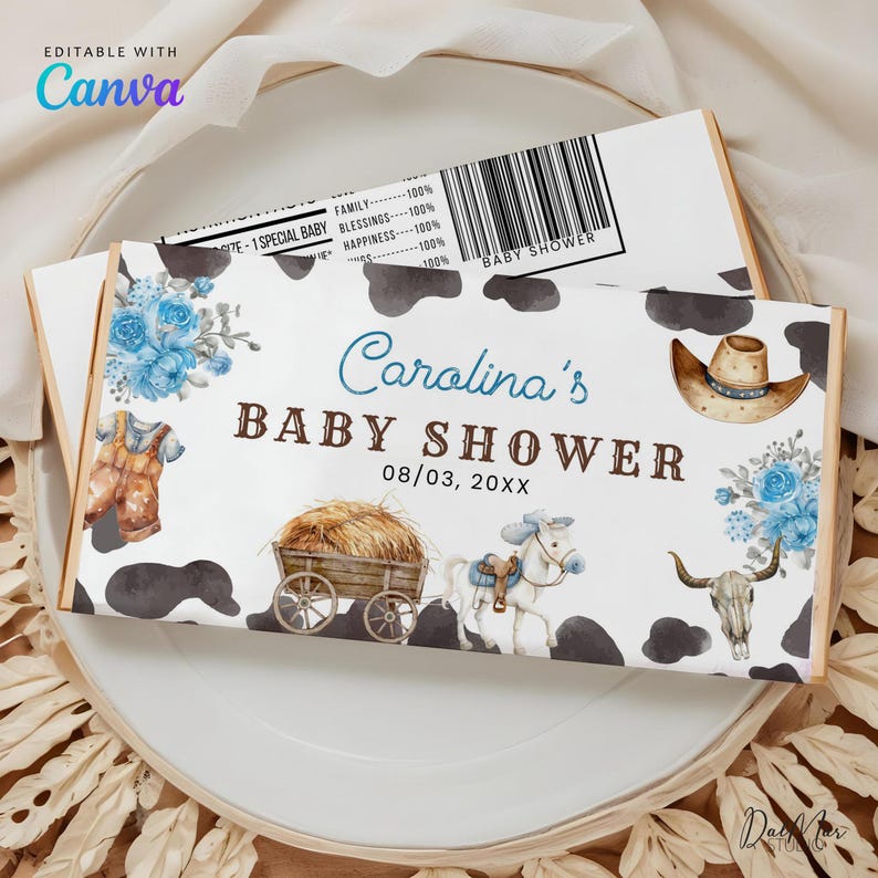Editable A Little Cowboy is on the Way Chocolate Wrappers | Wild ...