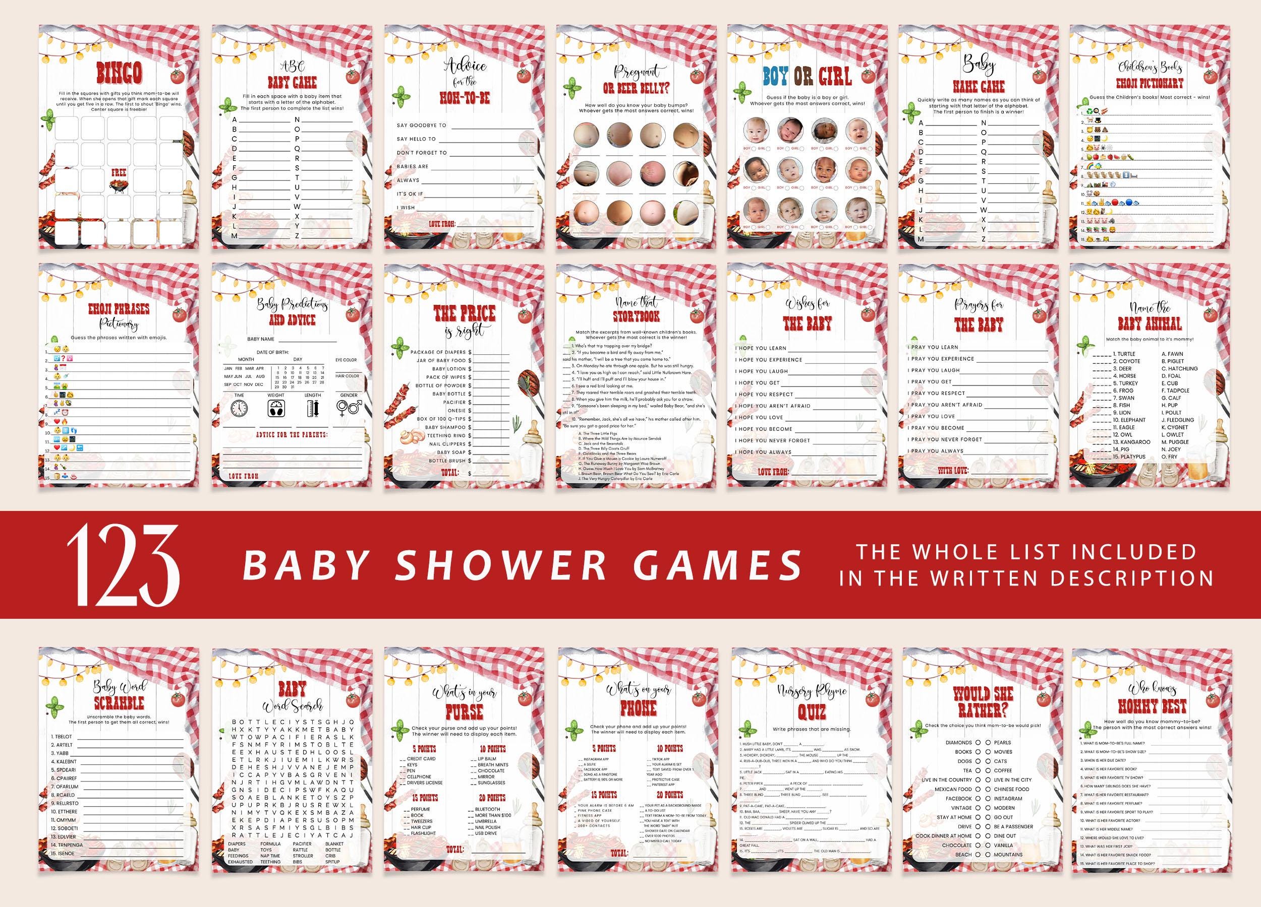 Editable Baby-q Baby Shower Game Bundle, Baby Q Backyard Couples Baby ...