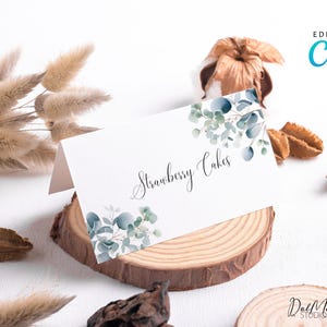 Eucalyptus Food Labels, Editable Gender Neutral Greenery Food Tent Tags ...