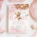 Teddy Bear Baby Shower Invitation Set, Editable in Canva, Pink Brown ...