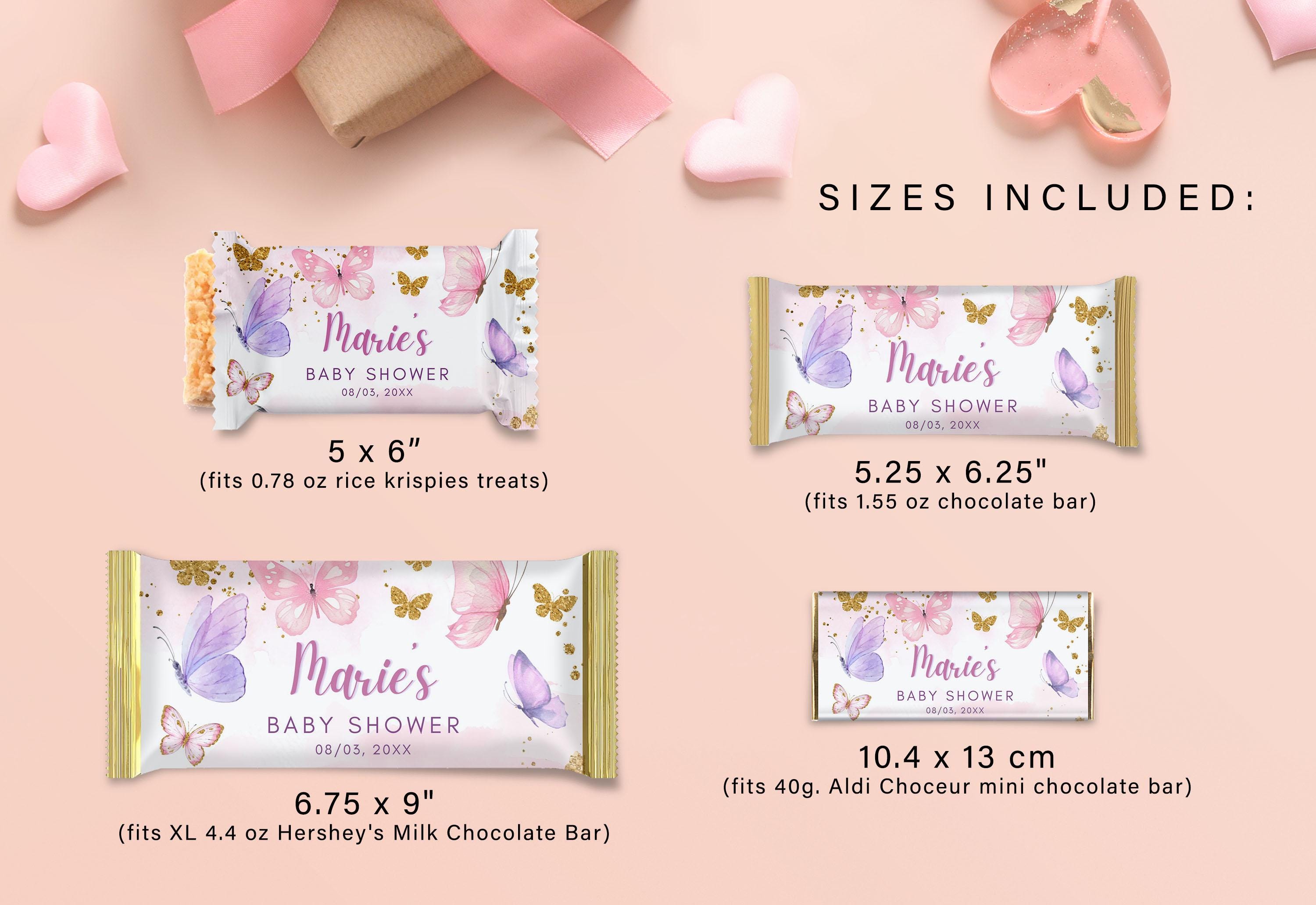 Editable Butterfly Chocolate Wrapper, Pink Purple Butterflies Baby ...