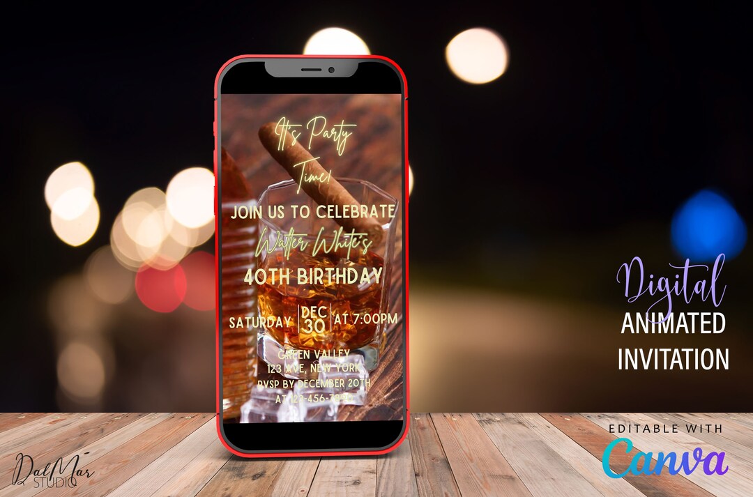 Digital Birthday Invitation, Editable Video Birthday Invite, Animated ...