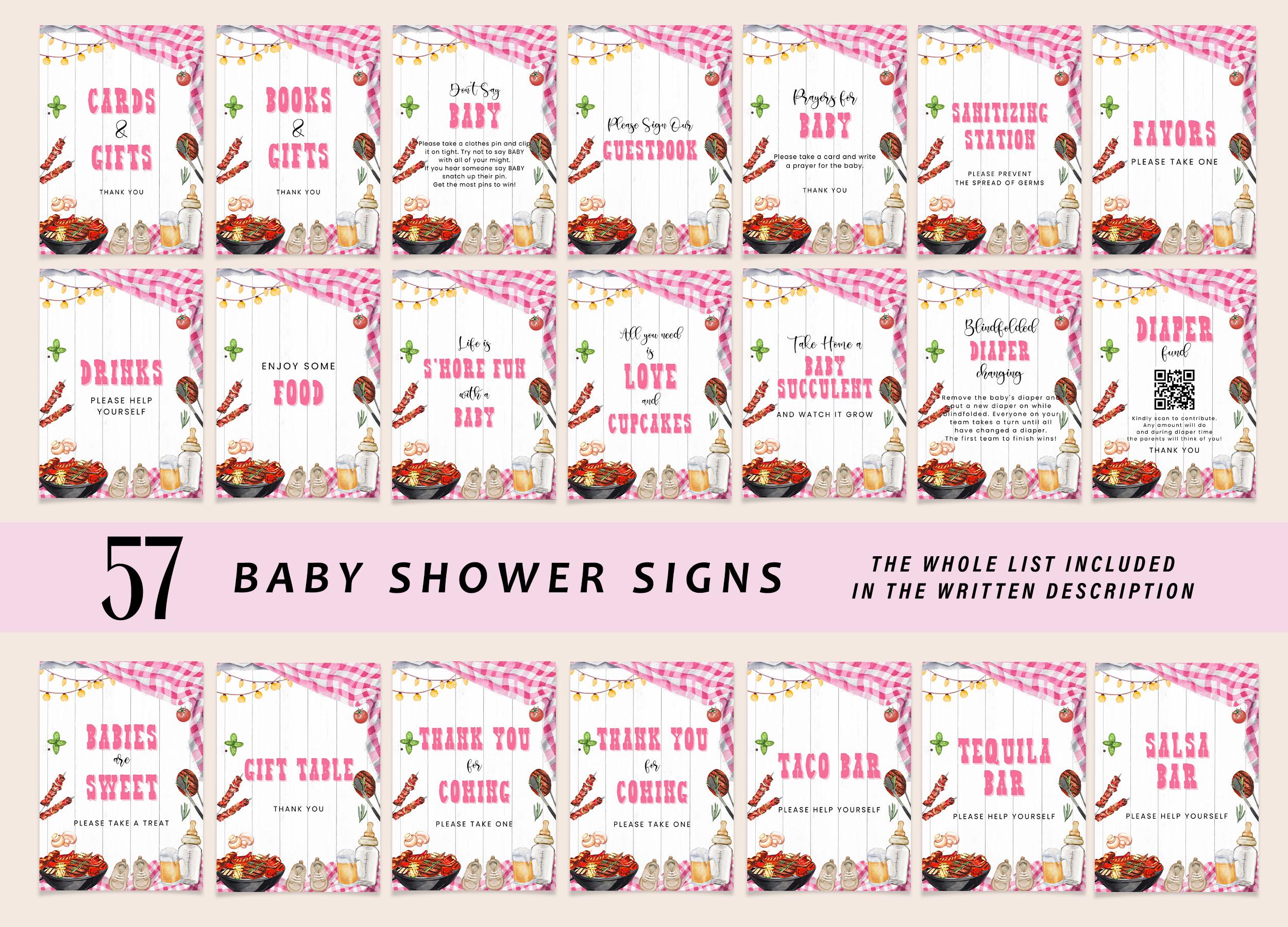 Editable Pink Baby-q Baby Shower Game Bundle, Baby Q Backyard Couples ...
