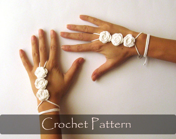 CROCHET PATTERN Rose Flower Cuffs Crochet Hand Jewelry - Etsy