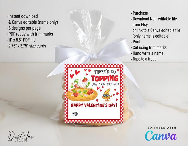 Printable Pizza Valentines Cards, Pizza Cookie Valentines for Kids ...