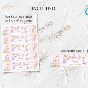 Editable Butterfly Bottle Label Baby Shower, Pink Purple Gold ...