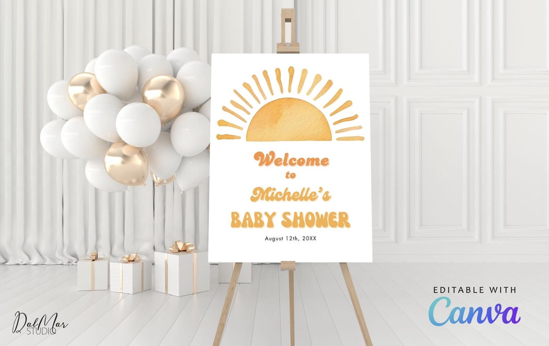 Editable A Little Ray of Sunshine Welcome Sign, Gender Reveal Sun Baby ...