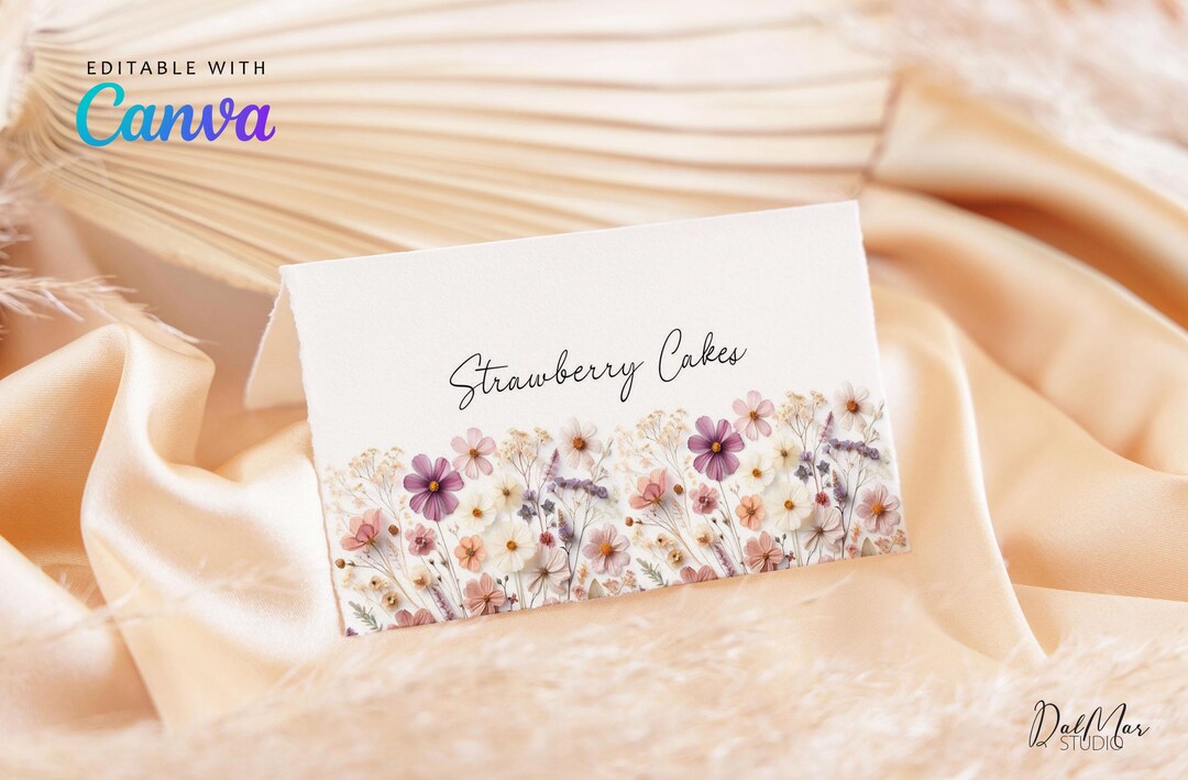 Digital A Little Wildflower Food Labels, Editable Purple Pink Flower ...