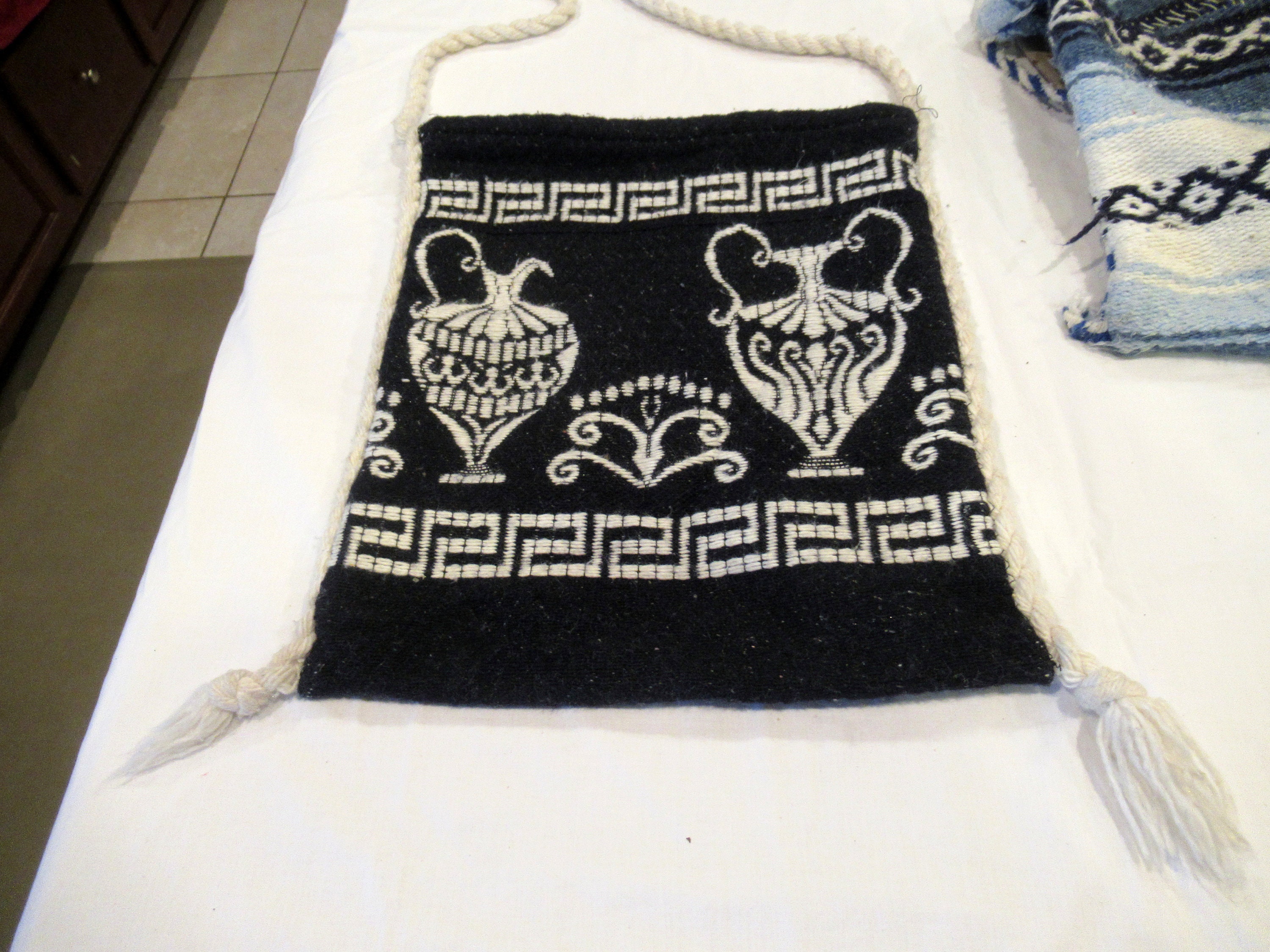 Black and White Greek Urn Fabric Purse With Tassels C. - Etsy