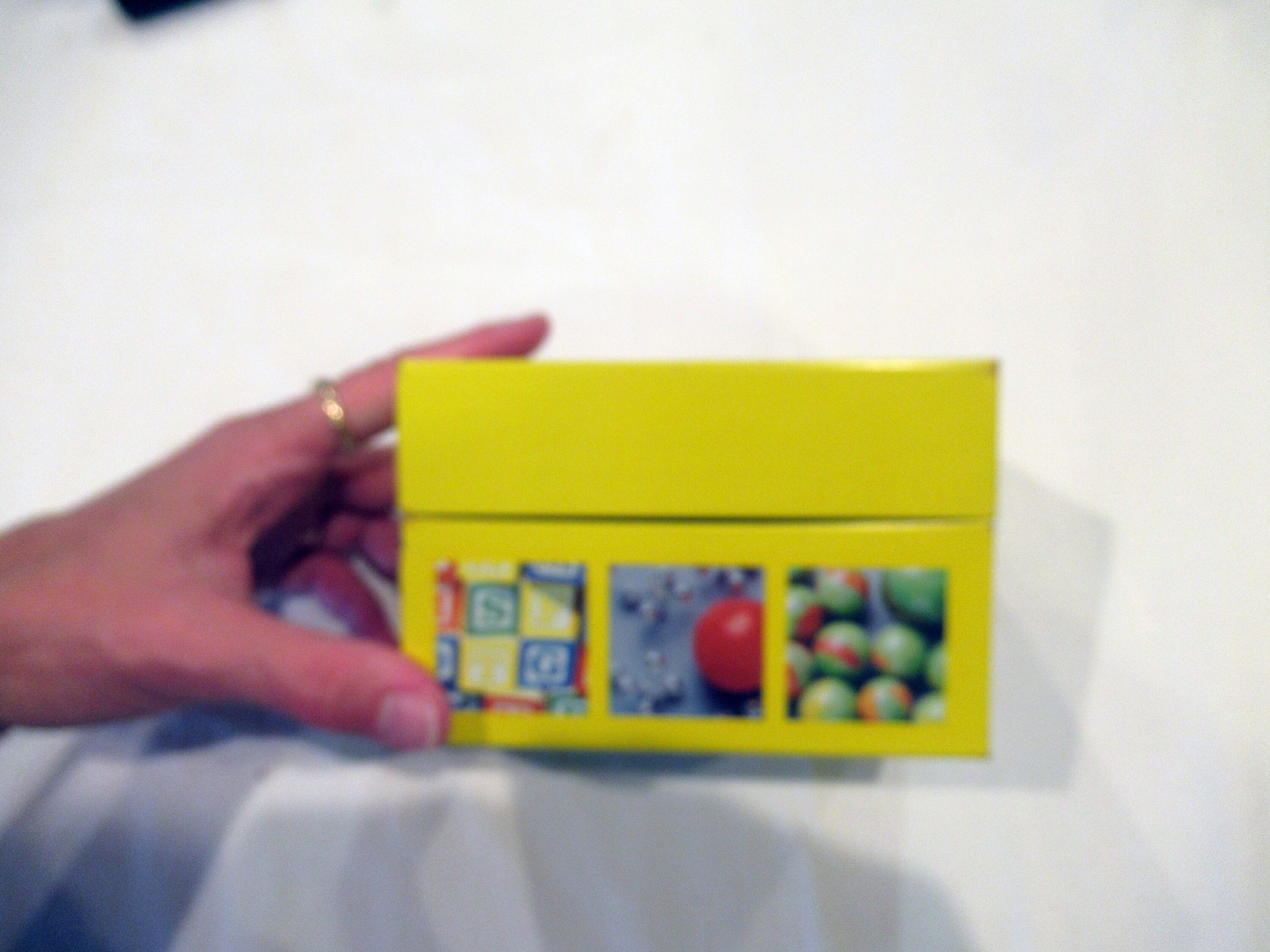 Yellow Recipe Box, Marbles, Jacks, Blocks, Yellow, C. 1980s by ...
