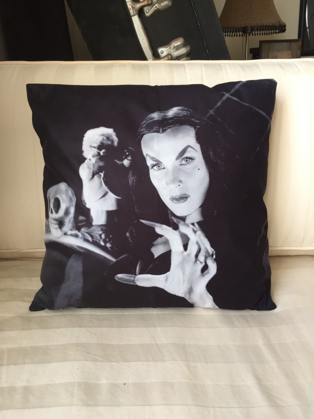 Vampira Pillow / Horror Home Decor / Horror Pillow / Gothic Home Decor ...