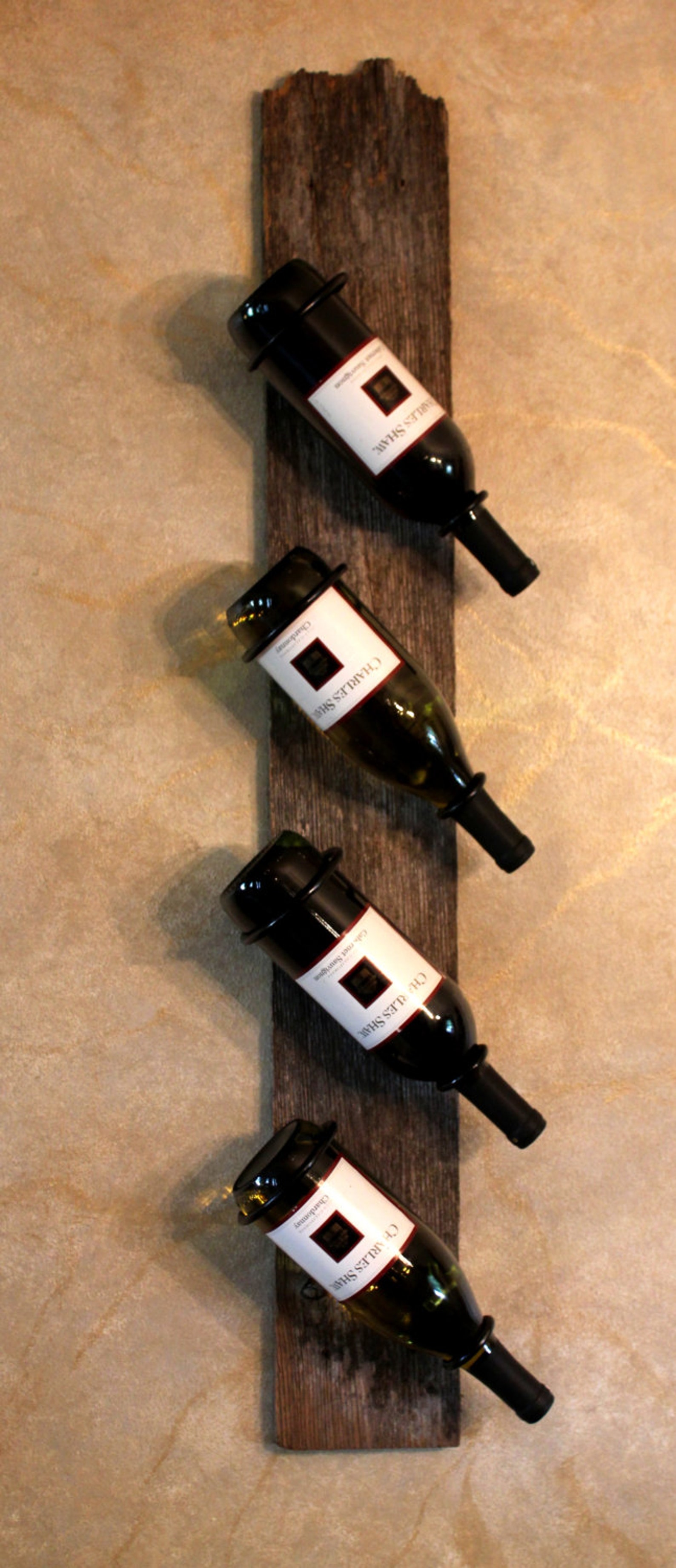 Rustic Wine Rack - Reclaimed Wood - Cedar - Metal Wine Bottle Holder - Etsy