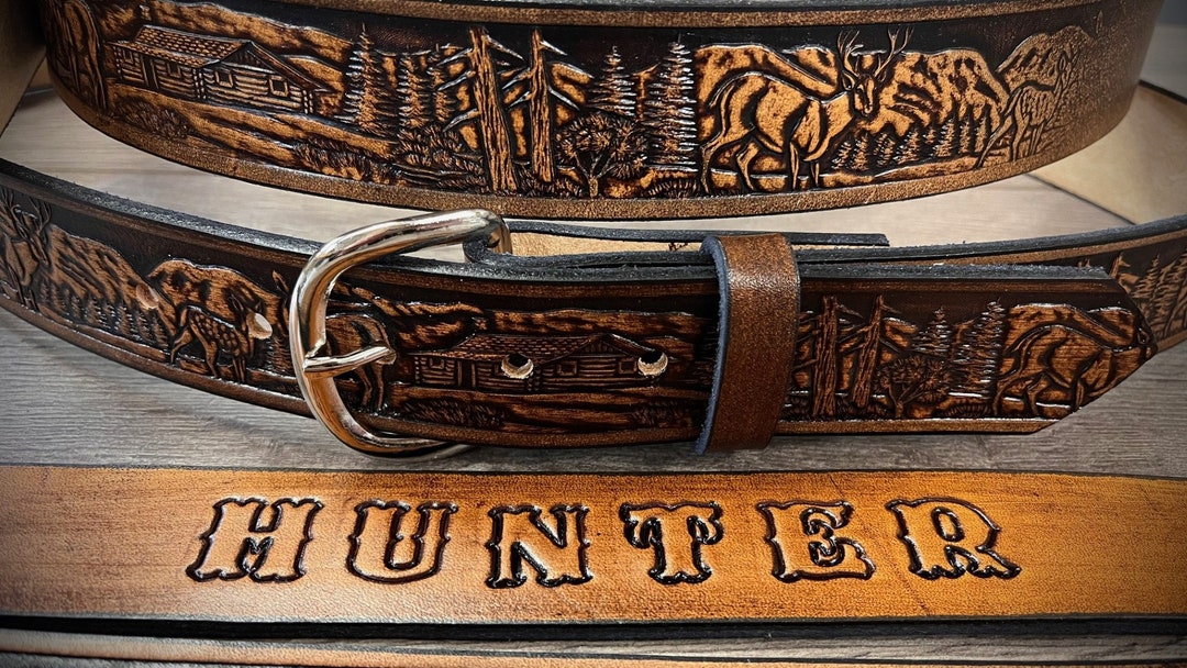 DEER Belt, Leather Deer Belt, Name Belt, Deer Hunter Gift, Made by ...