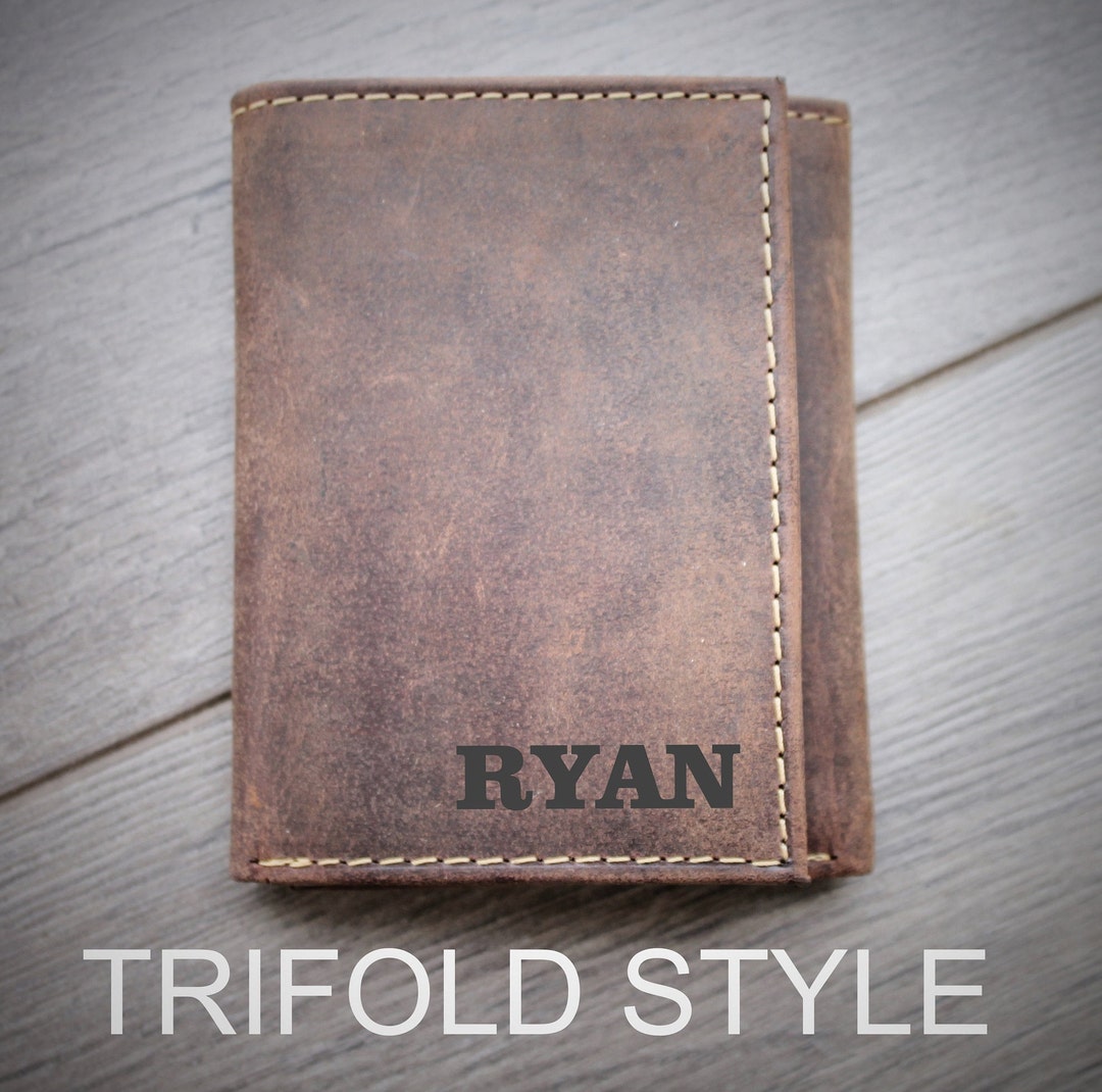 Distressed Leather Trifold Wallet - Etsy
