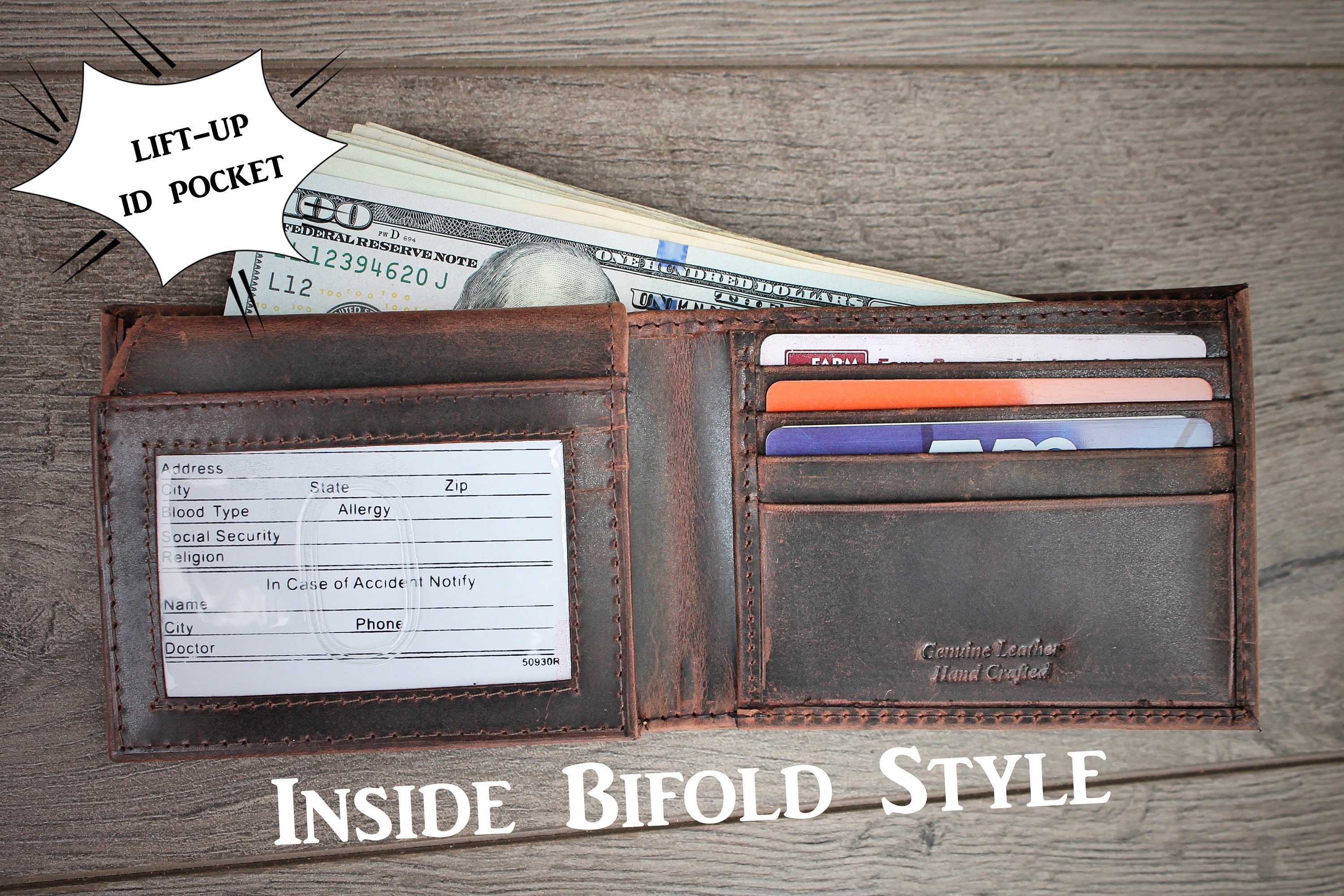Military Wallet, Air Force, Army, Navy, Marines, Distressed Leather ...