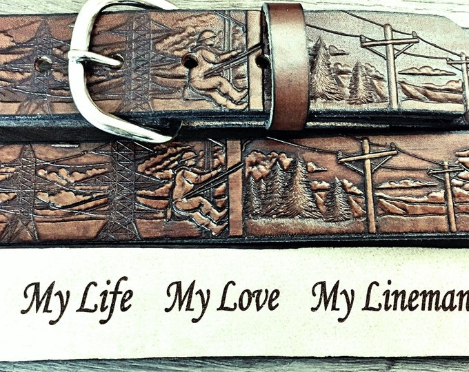 LINEMAN Gift, Lineman Belt, IBEW Gift, Handcrafted Leather Belt, Made ...